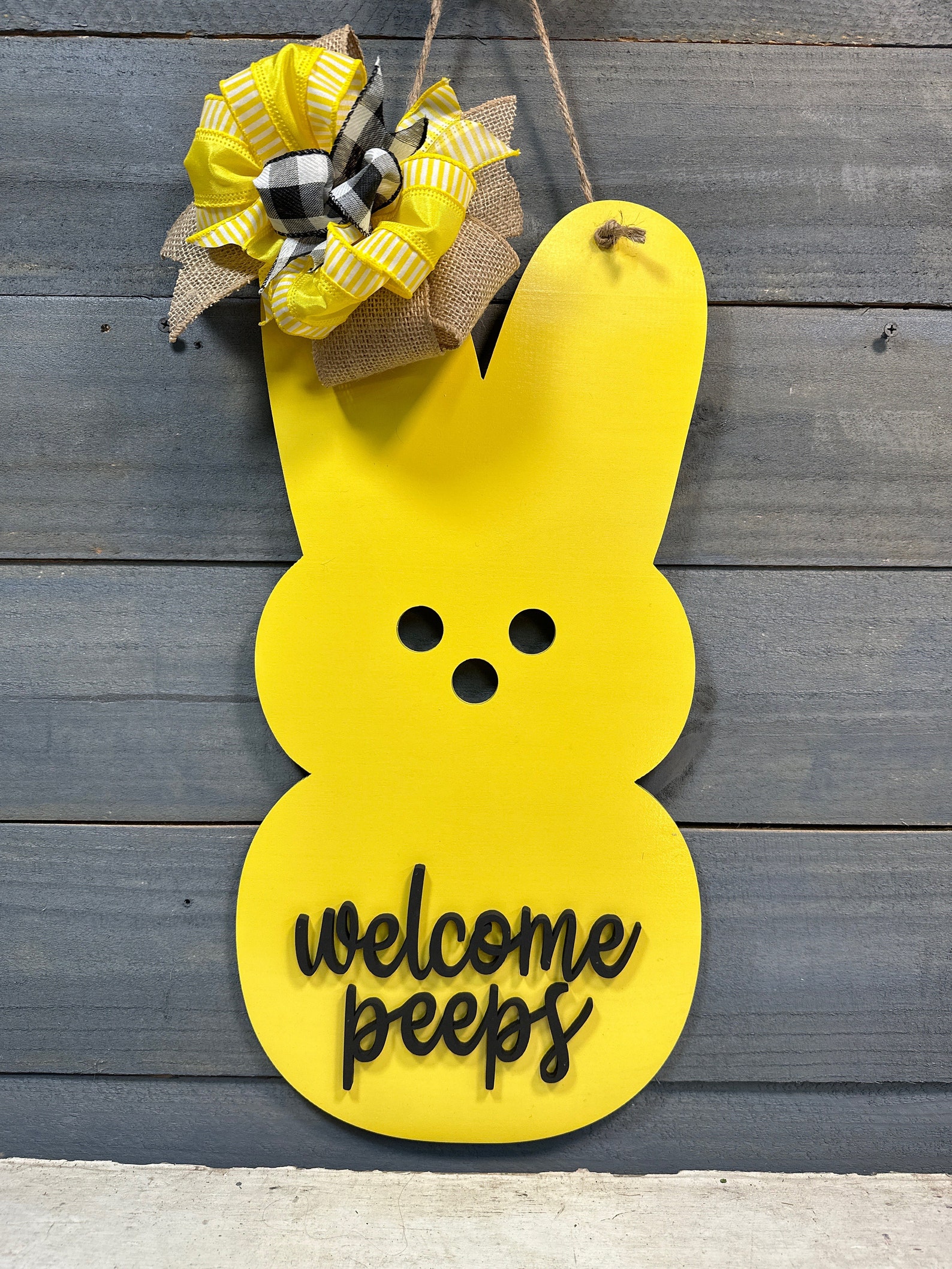 Easter Door Hanger Wooden Welcome Sign Peeps Welcome Door - Etsy