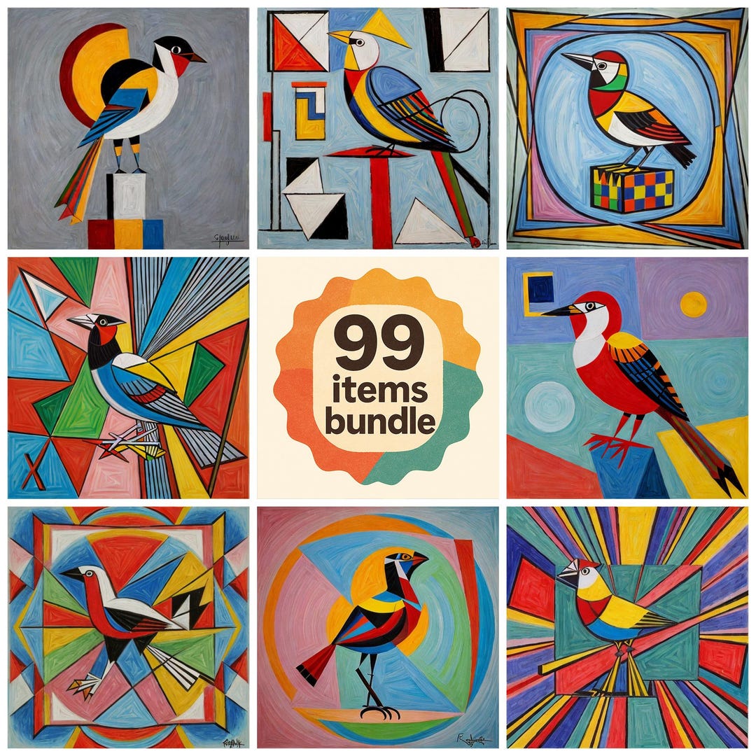 99 Picasso Bird Prints (SQUARE) - Abstract Cubism Art Decor (digital ...