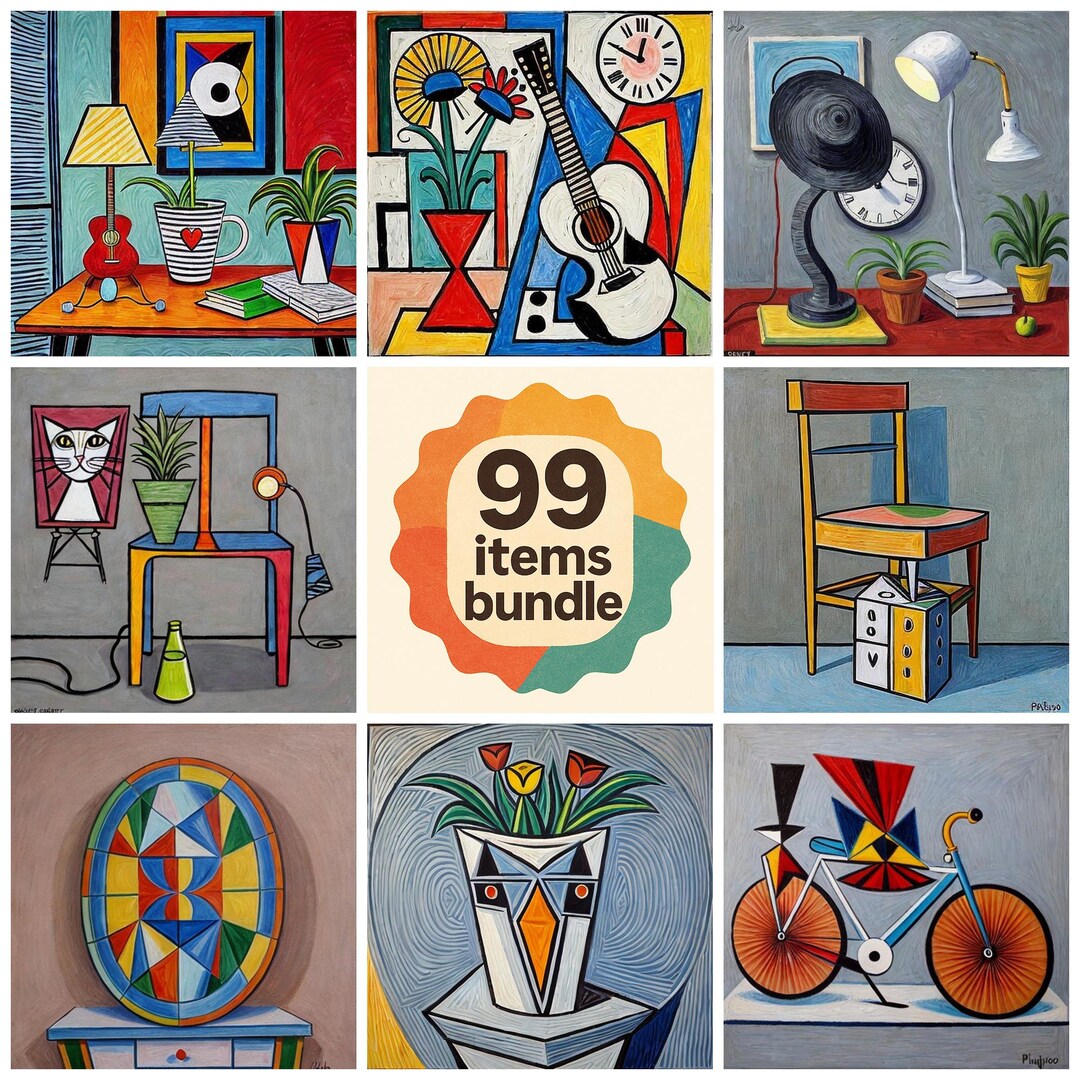 99 Picasso Objects Prints (SQUARE) - Abstract Cubism Art Decor (digital ...