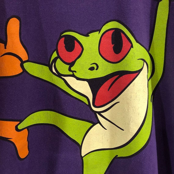Vintage 90s Rainforest Cafe T-shirt Size XXL Frog Pur… - Gem