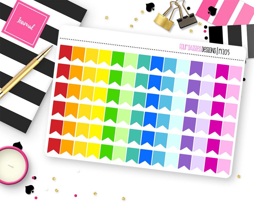 84 Mini Flag Stickers for Erin Condren Life Planner, Plum Paper or ...