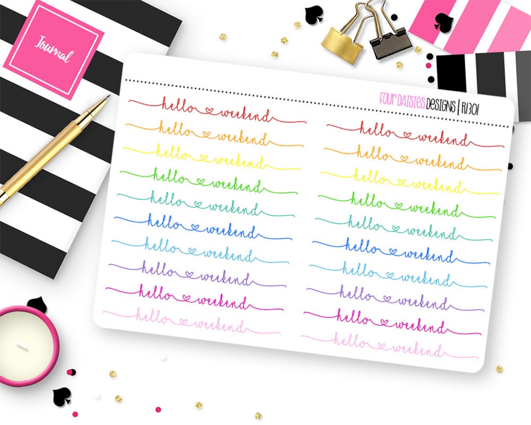 Hello Weekend Banner Planner Stickers for Erin Condren Life Planner ...