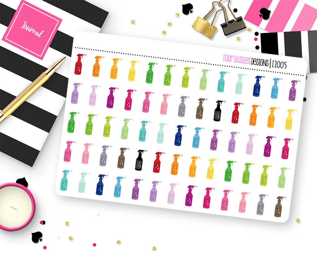 65 Spray Bottle Planner Stickers for Erin Condren Life Planner, Plum ...