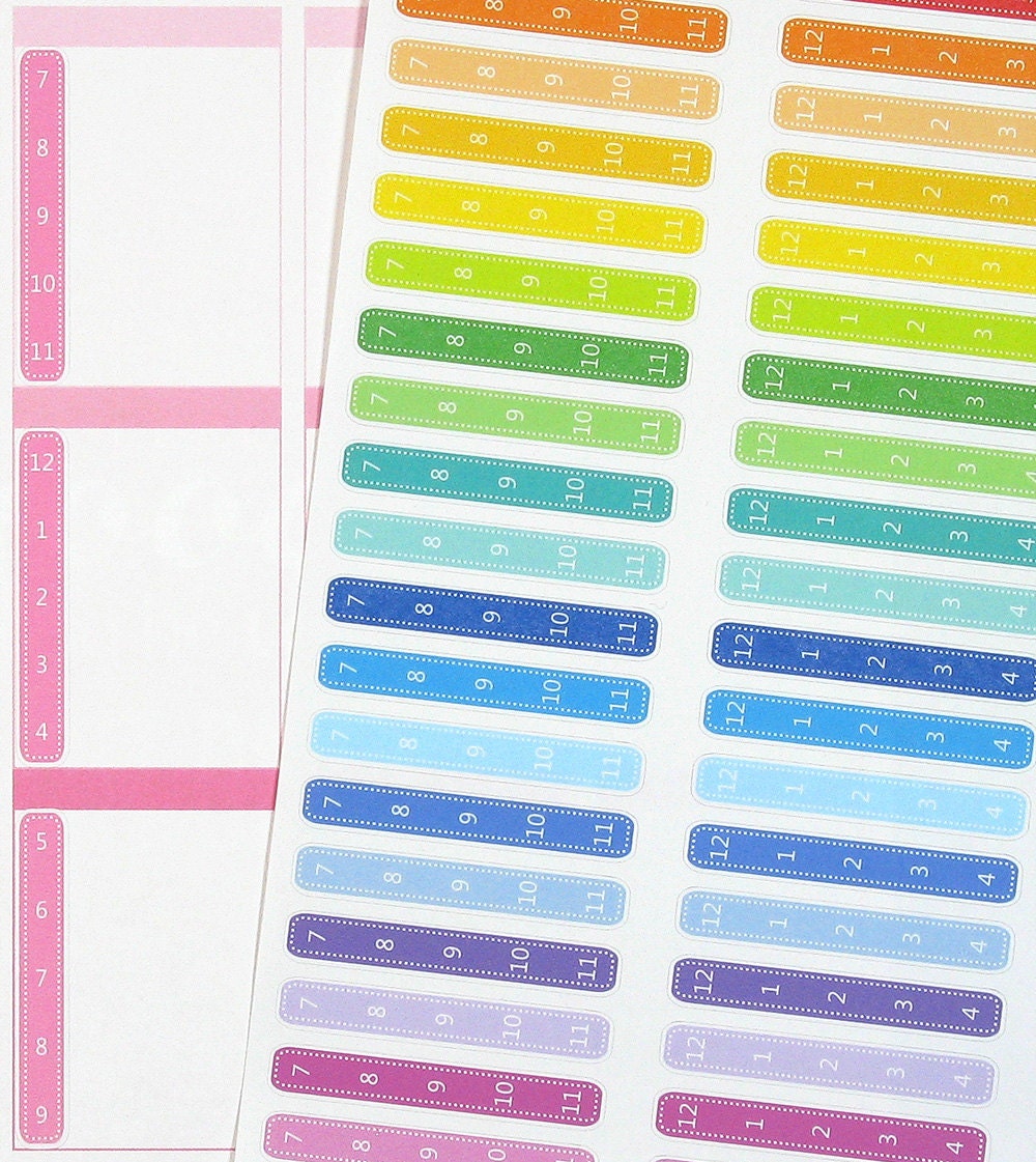 Custom Color Hourly Times Stickers for Erin Condren Life Planner, Plum ...