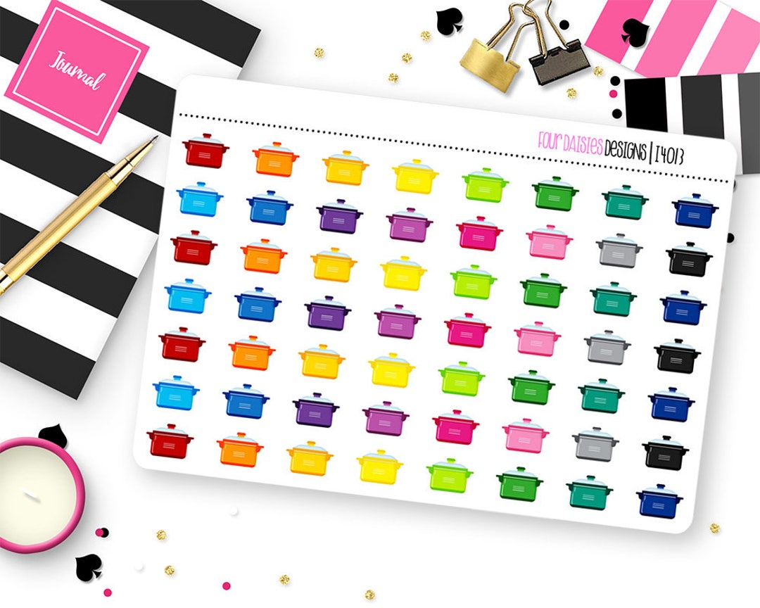 56 Slow Cooker Planner Stickers for Erin Condren Life Planner, Plum ...