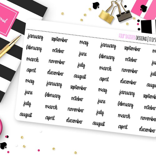 Medium Months Script Planner Stickers for Erin Condren Life - Etsy