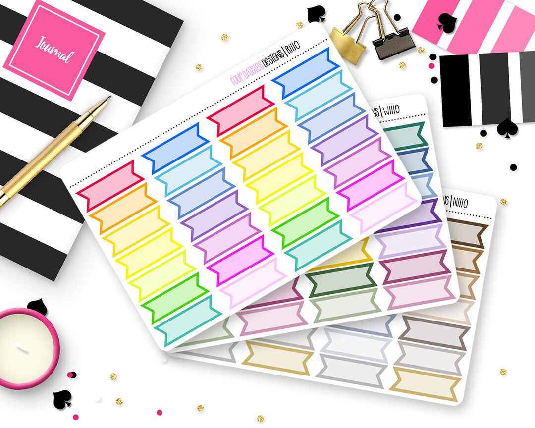 28 Double Flag Banner Quarter Box Stickers for Erin Condren Life ...