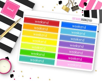 Planner Stickers 8 Assorted Hello Weekend Banners for Erin - Etsy