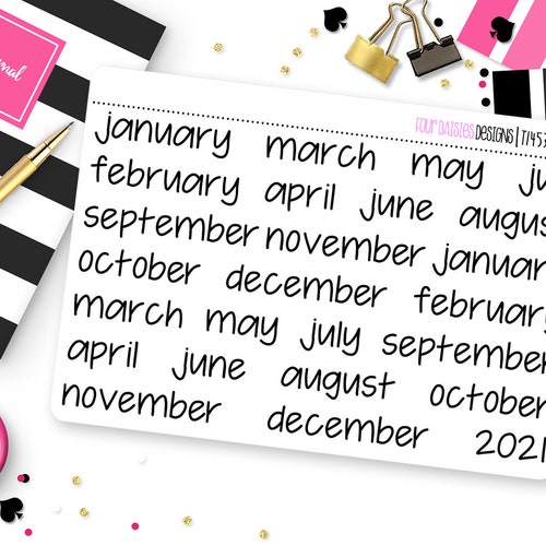 Medium Months Script Planner Stickers for Erin Condren Life - Etsy