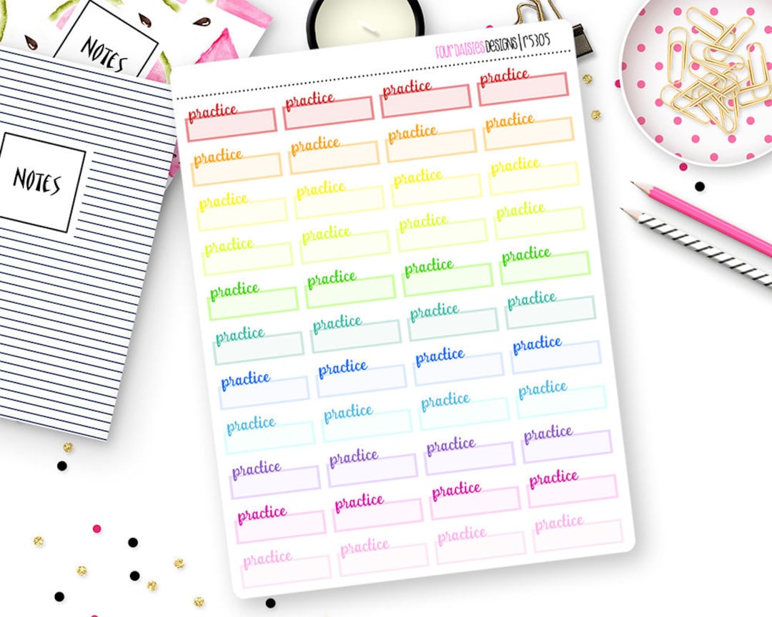 44 Practice Planner Stickers for Erin Condren Life Planner, Plum Paper ...