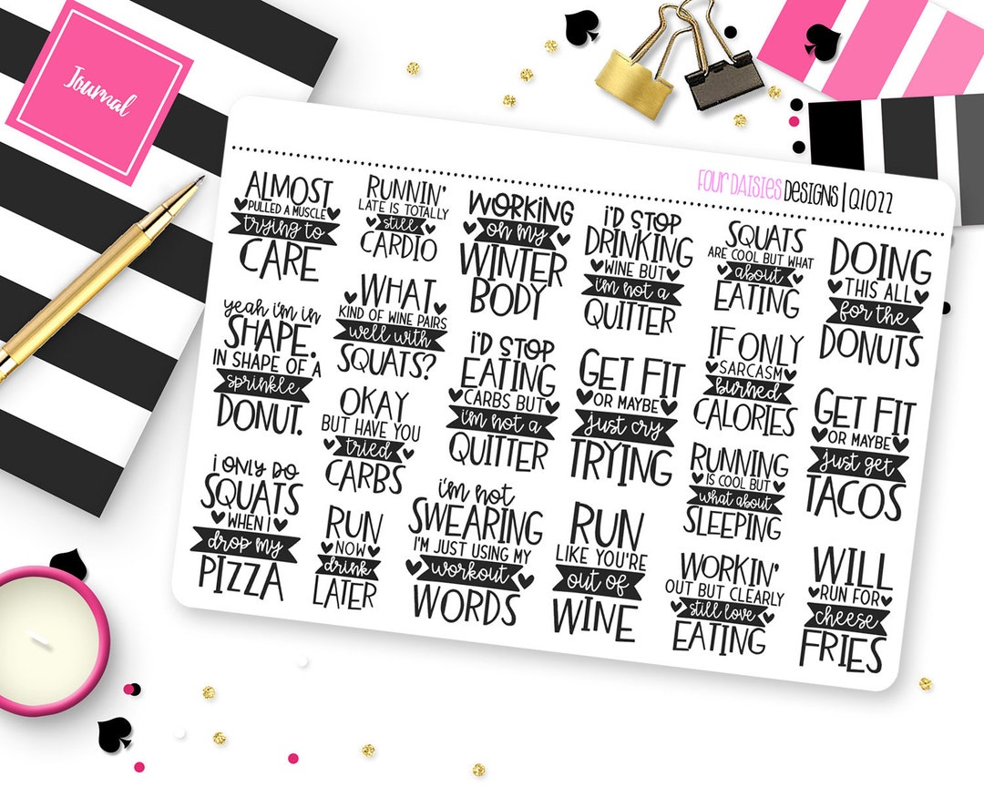 Funny Fitness Quotes Planner Stickers for Erin Condren Life Planner ...