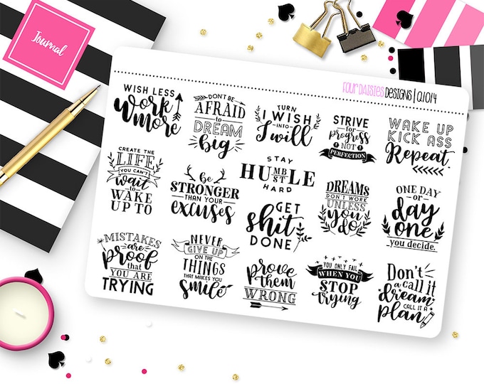Motivational Quotes Planner Stickers for Erin Condren Life - Etsy