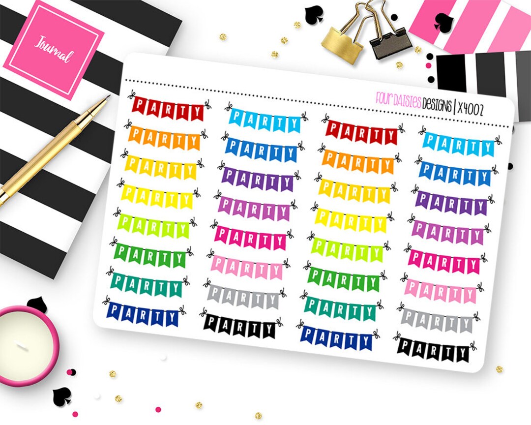 32 Party Banner Planner Stickers for Erin Condren Life Planner, Plum ...