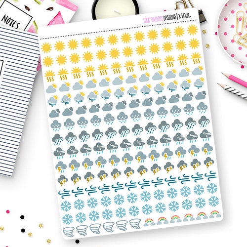 180 Weather Stickers for Erin Condren Life Planner Plum Paper - Etsy