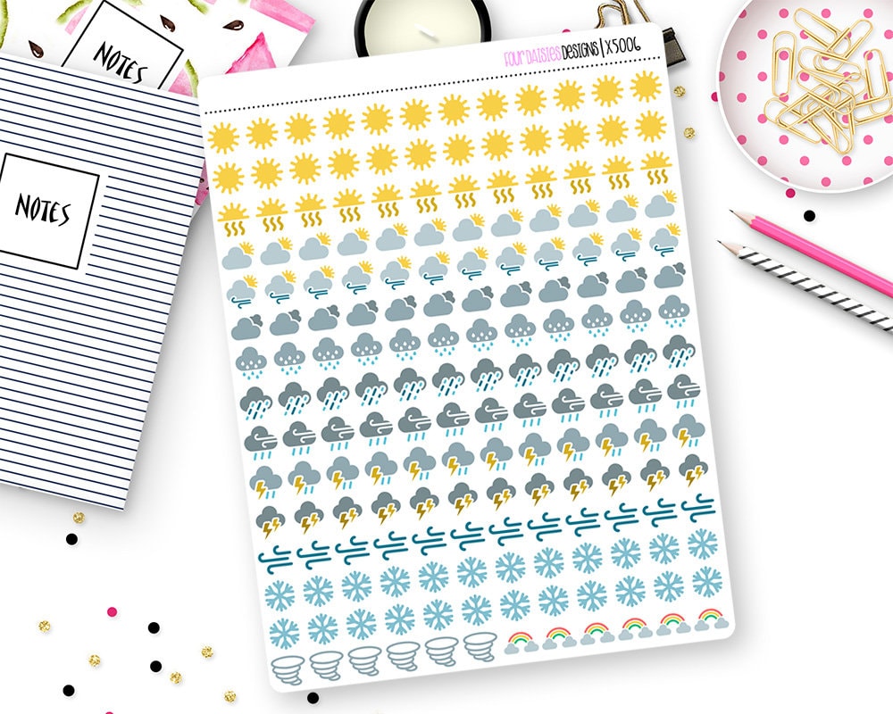 180 Weather Stickers for Erin Condren Life Planner, Plum Paper or Happy ...