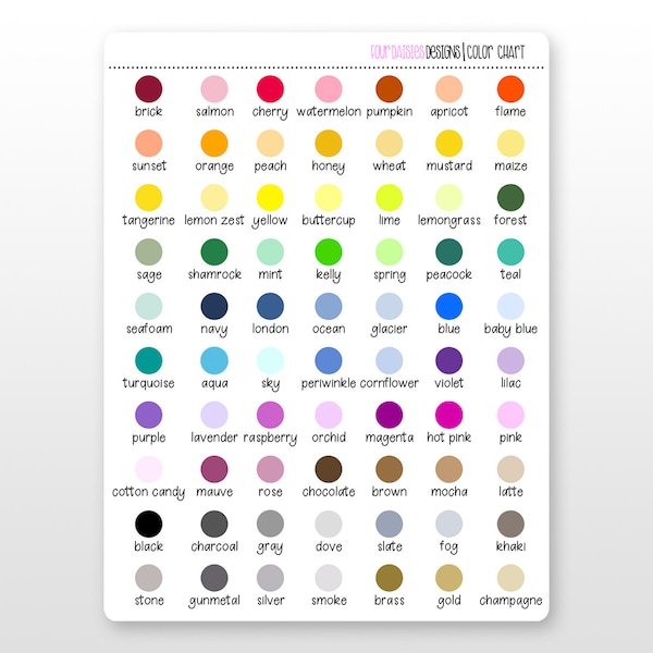 Color Chart - Etsy