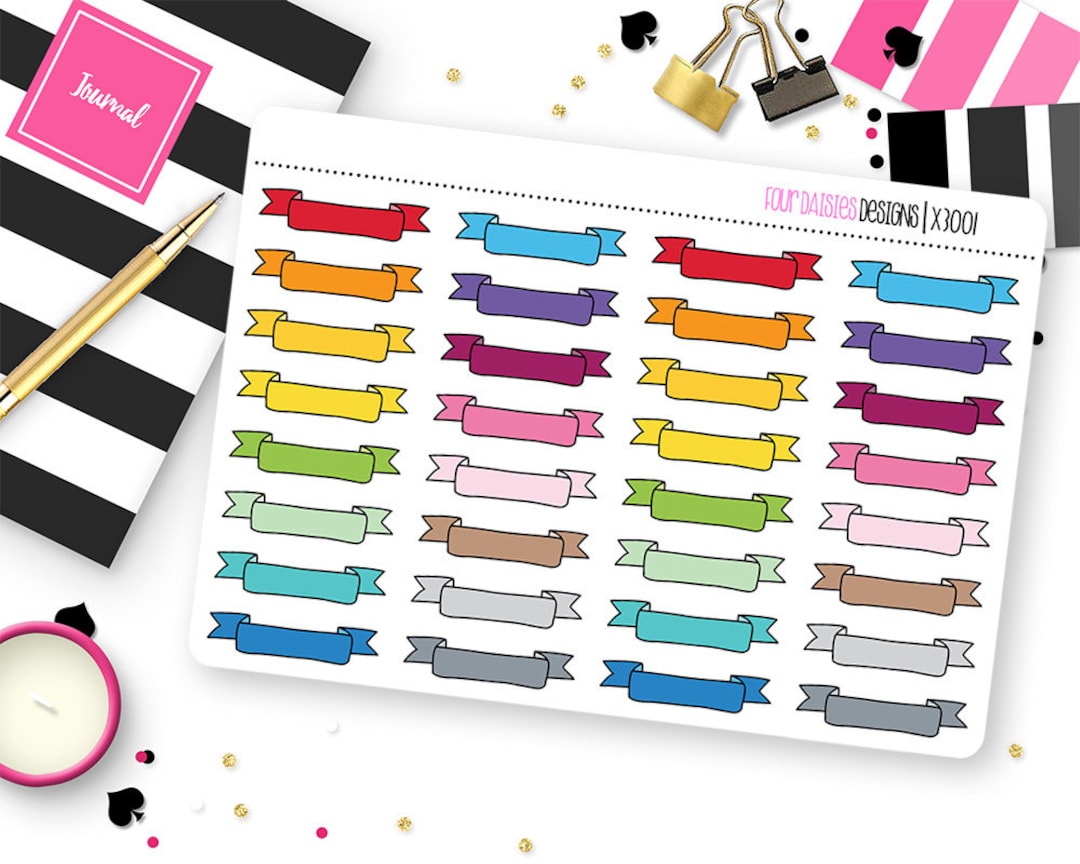 32 Banner Planner Stickers for Erin Condren Life Planner, Plum Paper ...