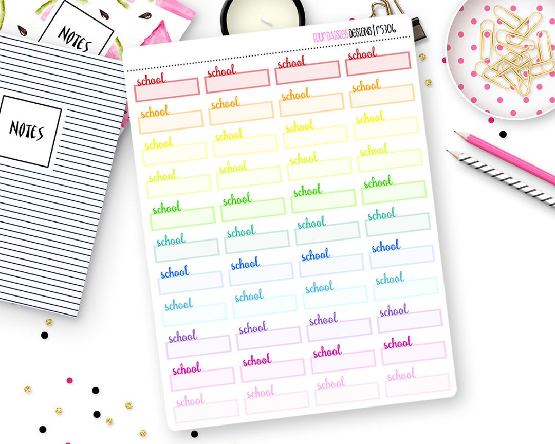 44 School Planner Stickers for Erin Condren Life Planner, Plum Paper or ...