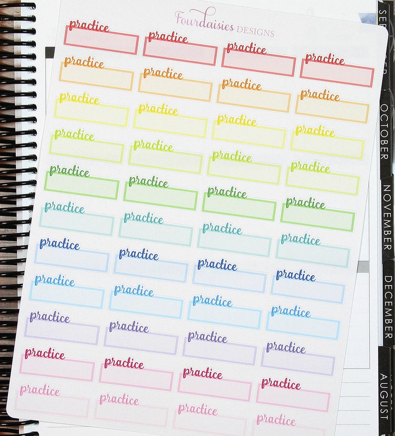 44 Practice Planner Stickers for Erin Condren Life Planner, Plum Paper ...