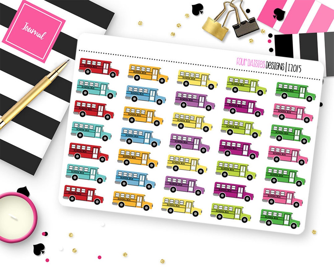 35 School Bus Planner Stickers for Erin Condren Life Planner, Plum ...