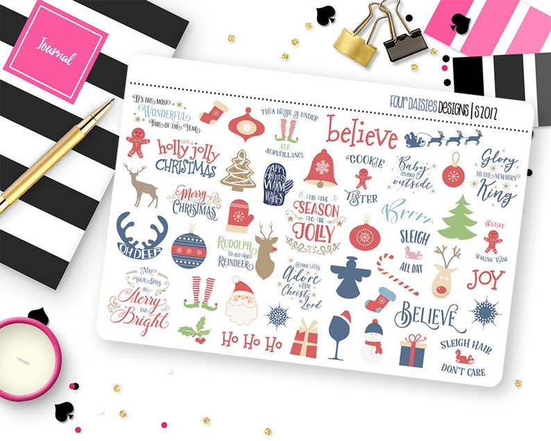 Holly Jolly Planner Stickers for Erin Condren Life Planner - Etsy