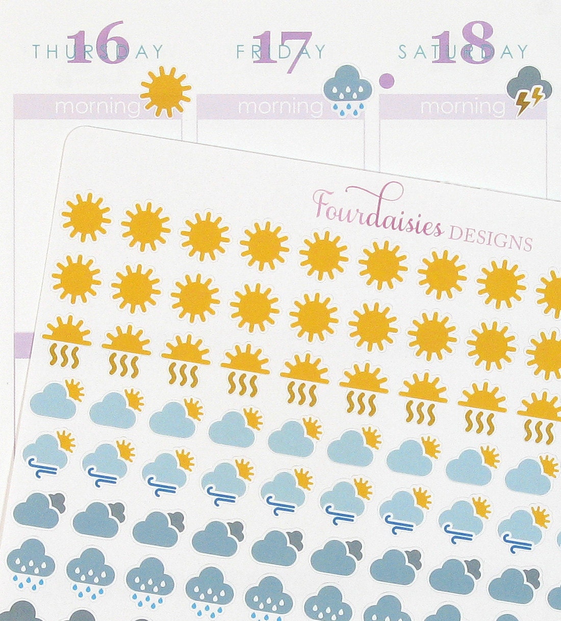 180 Weather Stickers for Erin Condren Life Planner, Plum Paper or Happy ...