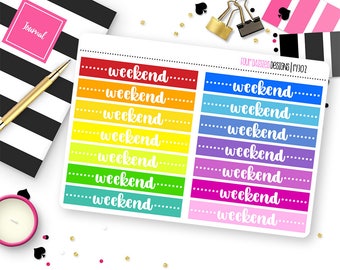 Hello Weekend Banner Planner Stickers for Erin Condren Life - Etsy