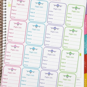 16 Flight Info Stickers for Erin Condren Life Planner, Plum Paper or ...