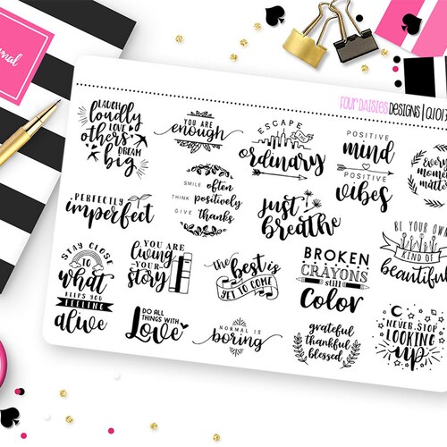 Motivational Quotes Planner Stickers for Erin Condren Life - Etsy