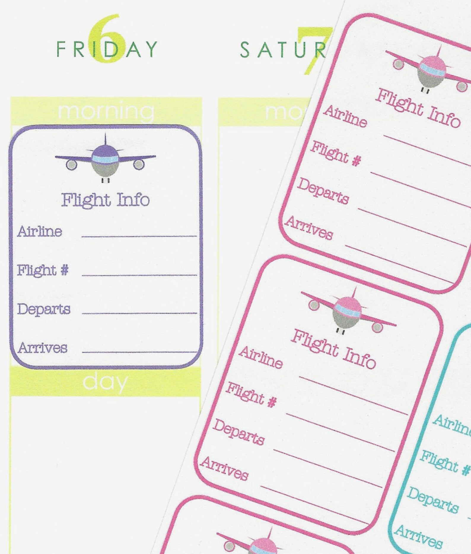 16 Flight Info Stickers for Erin Condren Life Planner, Plum Paper or ...