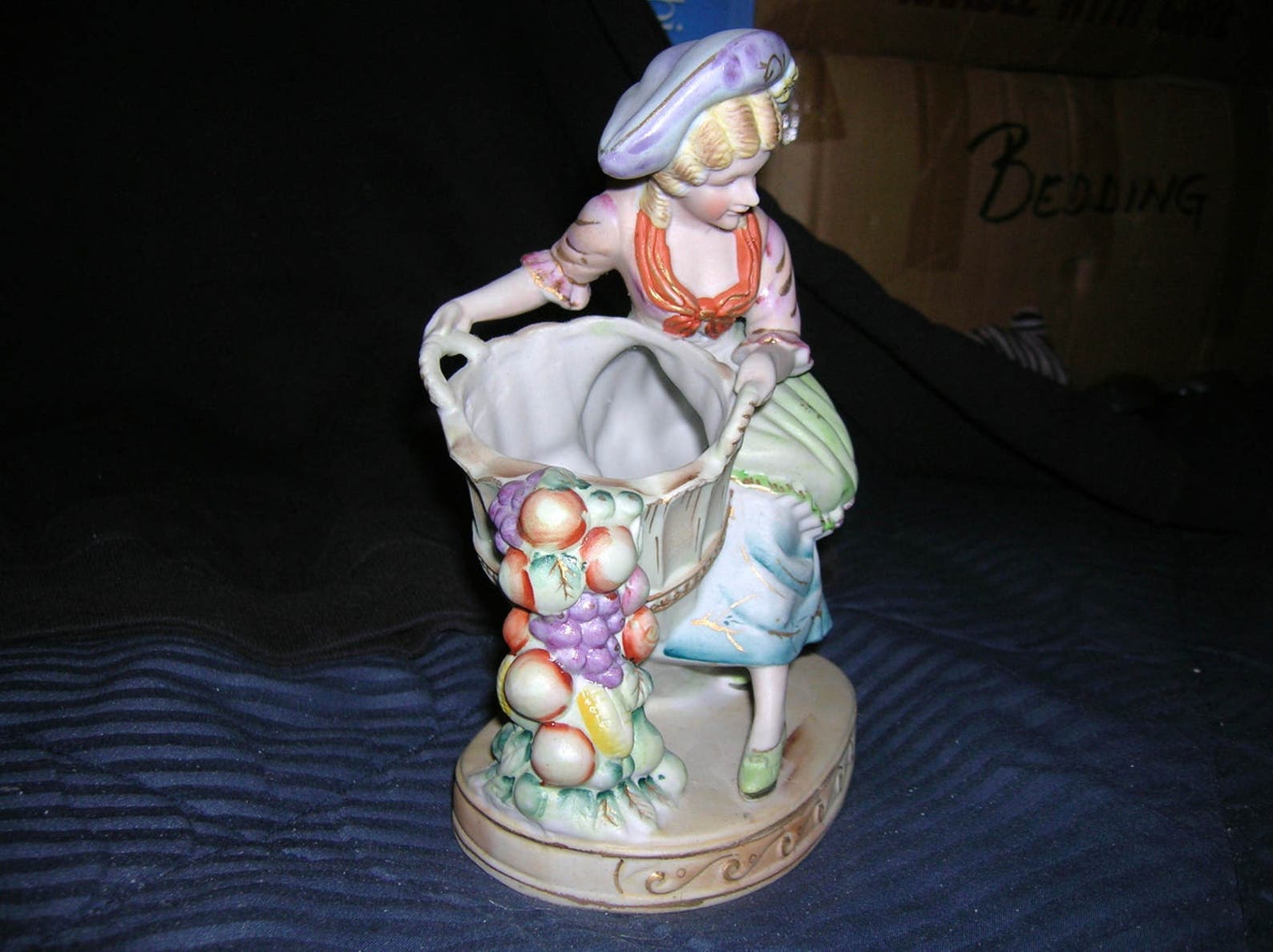 Vintage Shafford Porcelain Figurine Hand Painted Lady With Cornucopia ...