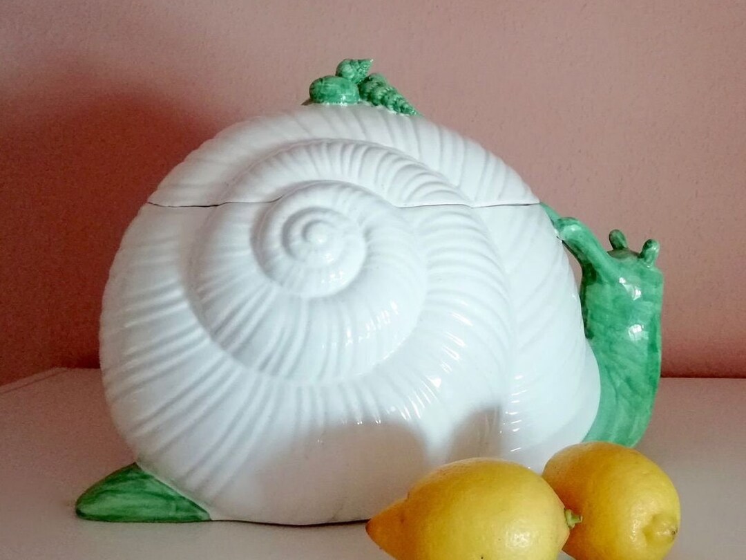 Huge Ceramic Snail With Lid 15" From Italy, Large Fruit Bowl, Storage ...