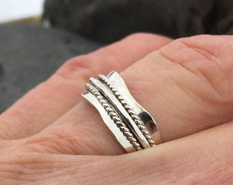 Motion Ring 2 Level 925 Sterling Silver Round Design Hypnosis Ring ...