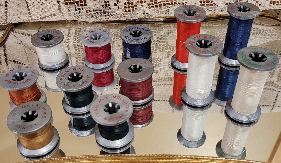 Molnlycke Thread Grab Bag, (12) Gently Used Vintage Sewing Spools, Spun ...