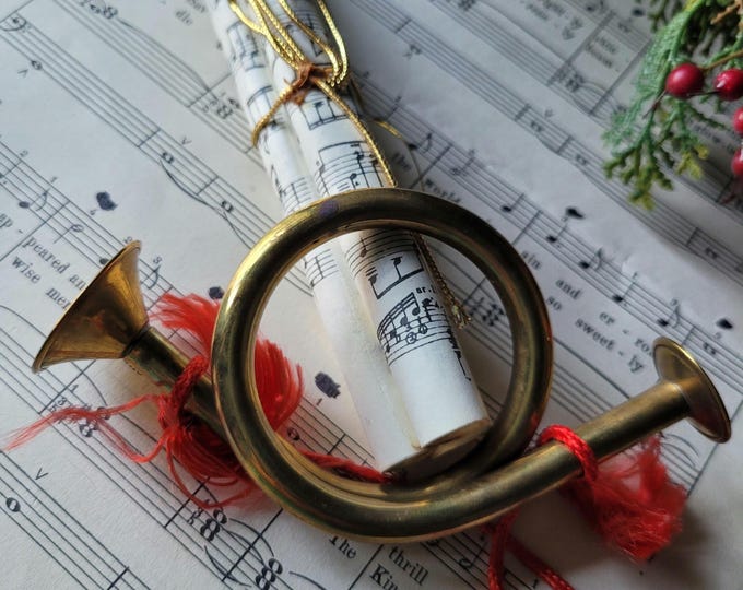 French Horn Brass Musical Theme Christmas Ornament, Decorative ...