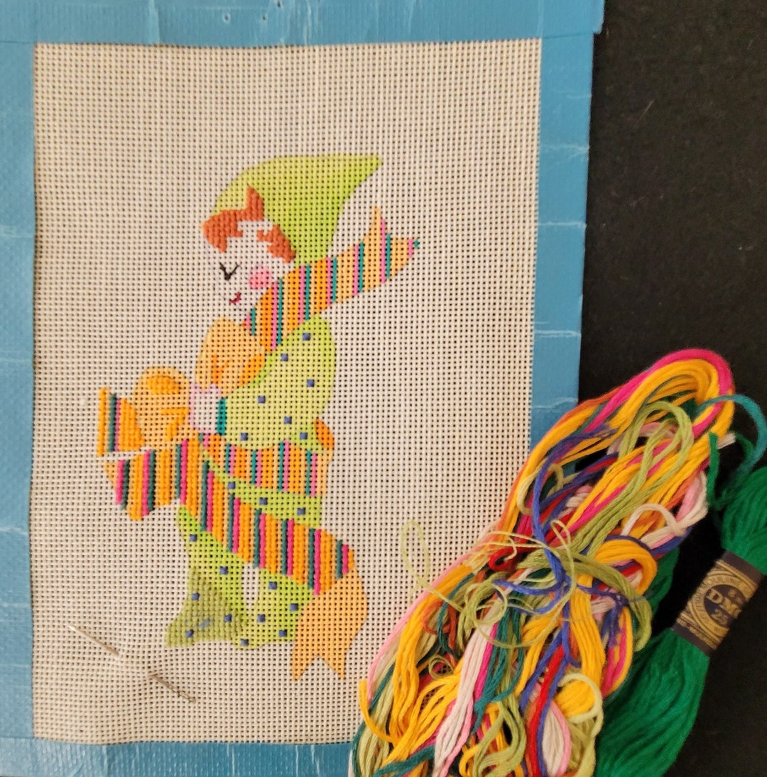 Dede Ogden Handpainted Christmas Needlepoint Canvas, Christmas Elf ...