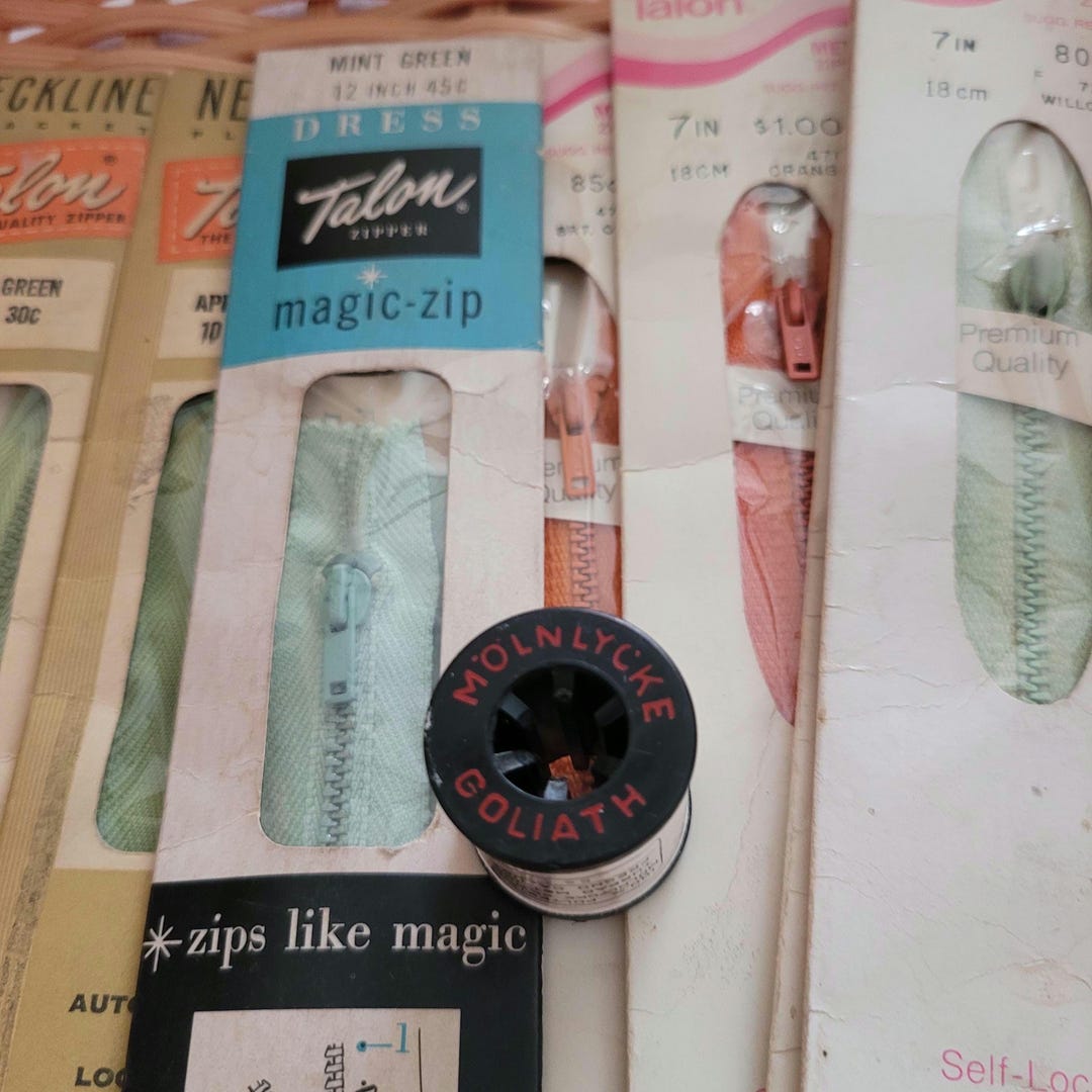 Vintage Talon Metal Zippers: Mixed Sizes & Colors With Swedish Thread ...