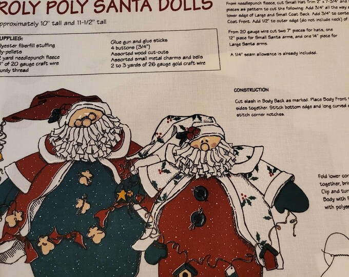 Cut & Sew Roly Poly Santa, Daisy Kingdom Vintage Fabric, Two Santas ...