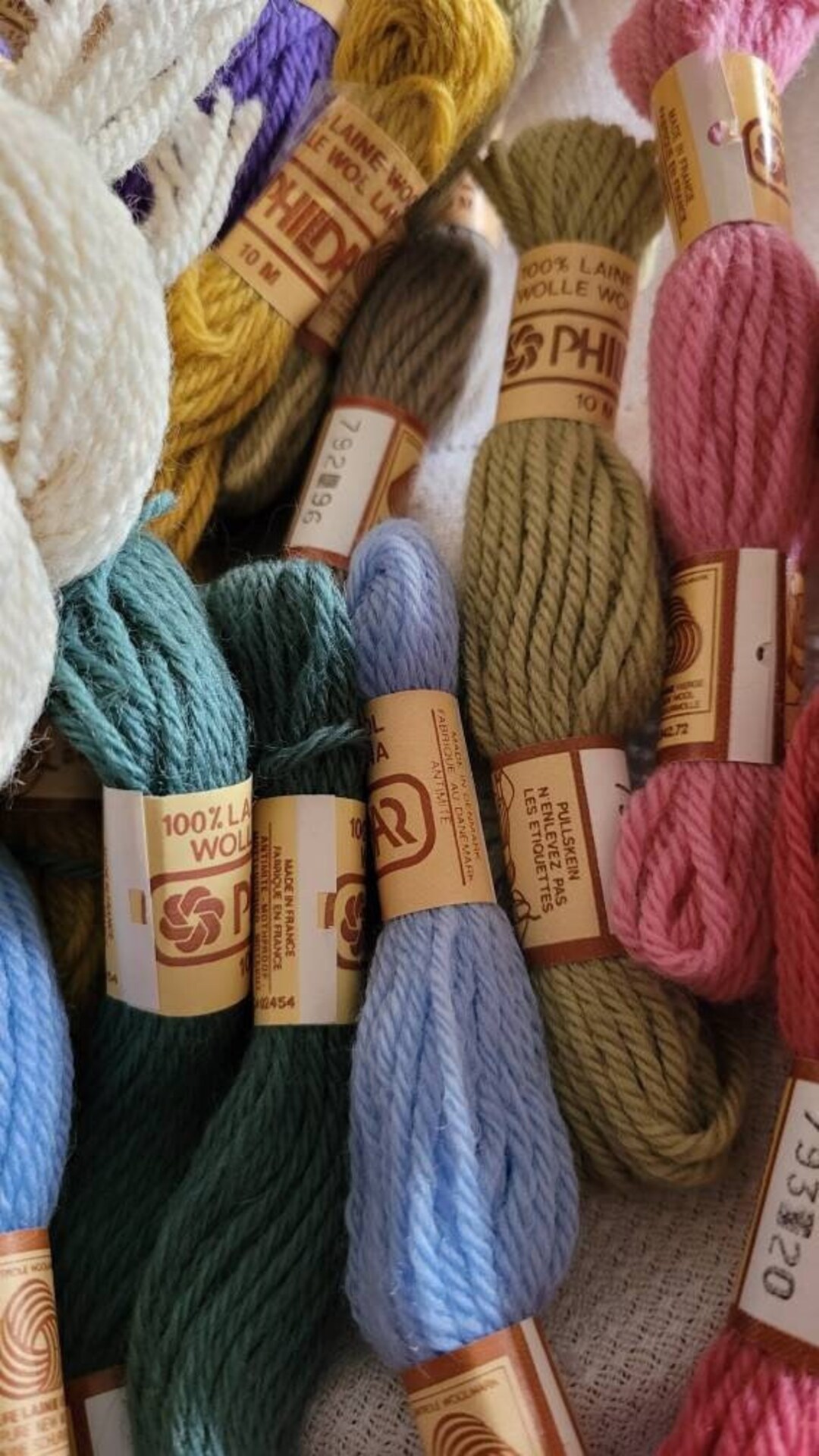 Vintage Phildar Tapestry & Needlepoint Wool Lot, 24 10m 11 Yd Skeins ...