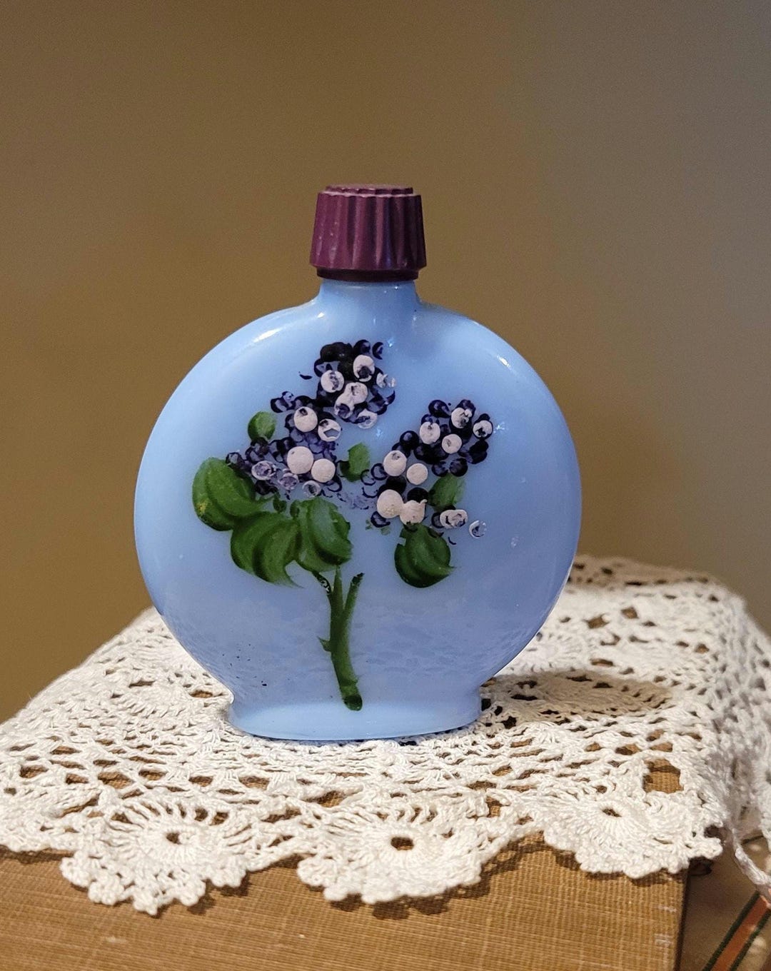 Lowndes Pateman Lilac Perfume Bottle: Hand Painted Torquay England ...