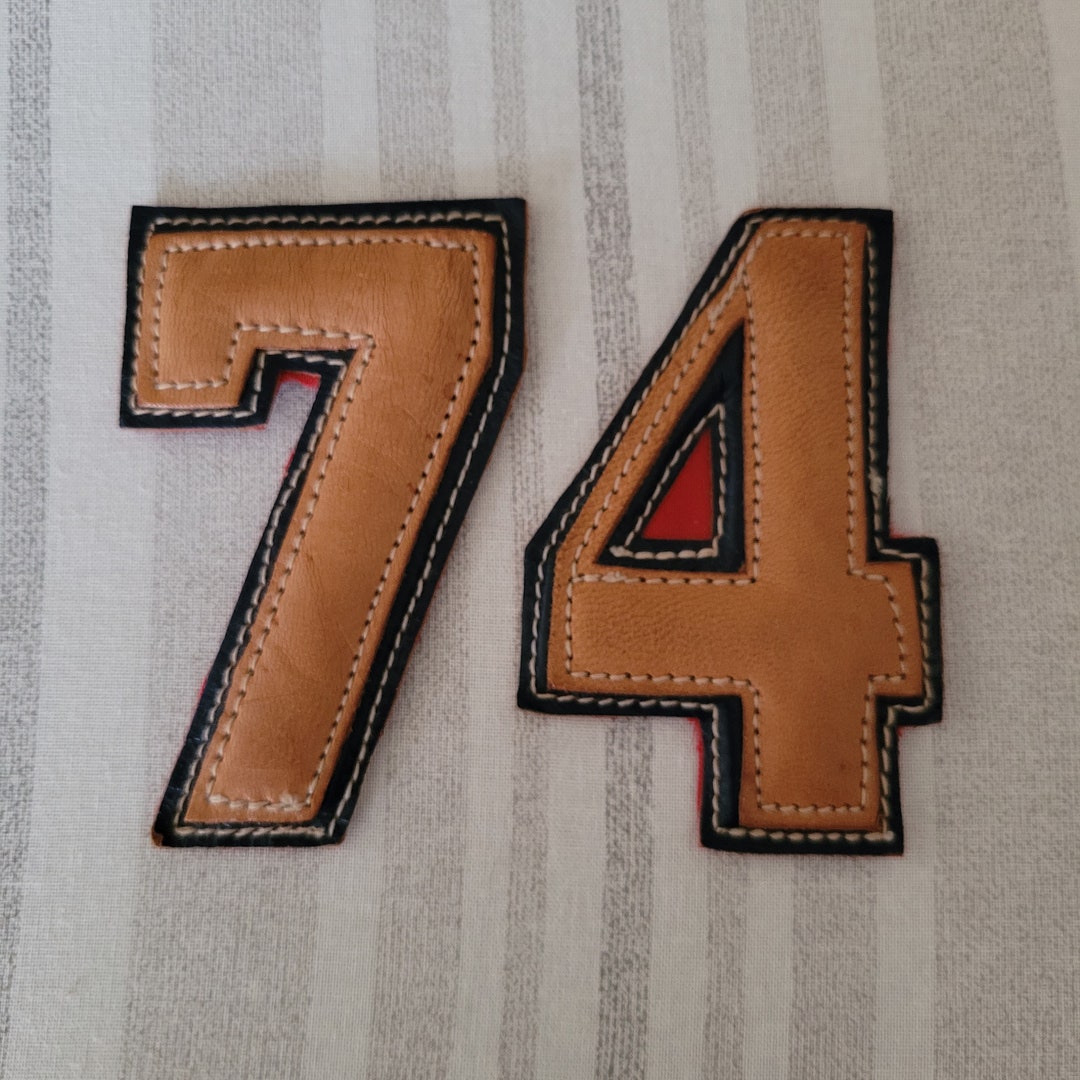 Number 4 & Number 7 Patches, Vintage Decorative Leather or Faux, Sewn ...