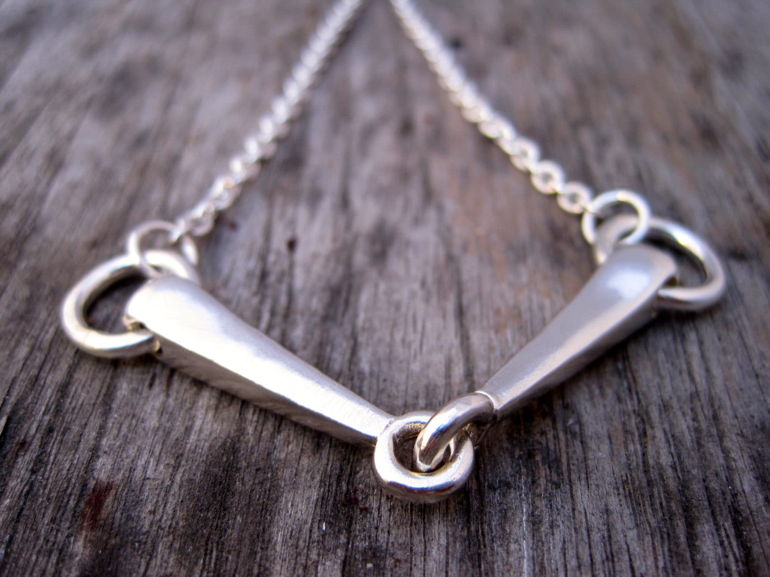 Solid Link Sterling Silver "horse Bit" Necklace 16" in Length - Etsy