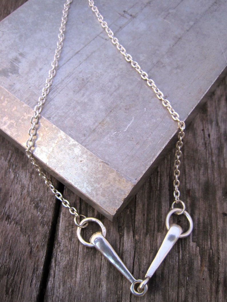 Solid Link Sterling Silver "horse Bit" Necklace 16" in Length - Etsy