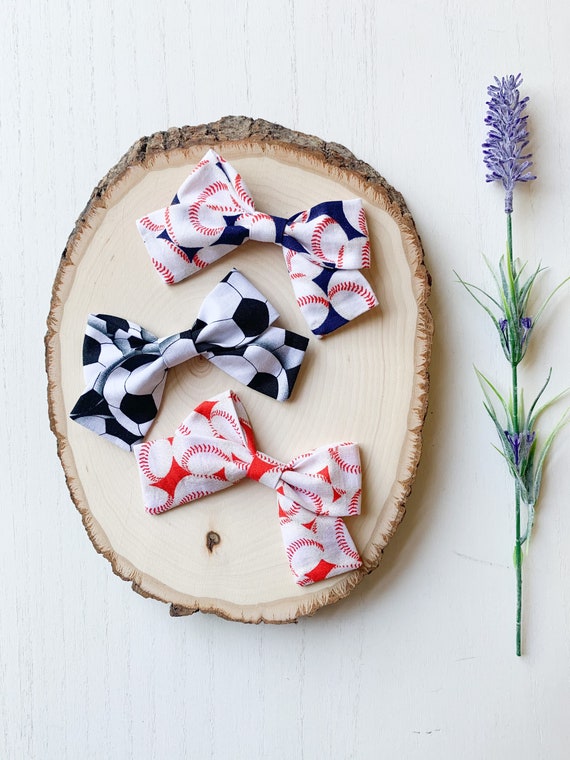 Baseball Soccer Pinwheel Bow Pigtail Set Pigtail Bow Set | Etsy