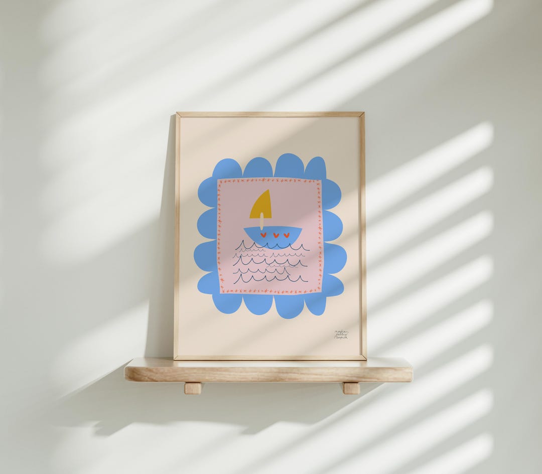 Whimsical Sailboat Print for Nautical Nursery Sailing Ocean-themed ...