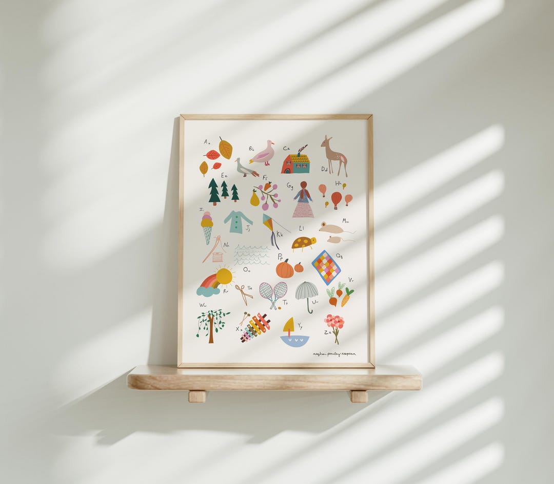 Whimsical Alphabet Print for Cozy Nursery Decor ABC Poster Baby Shower ...