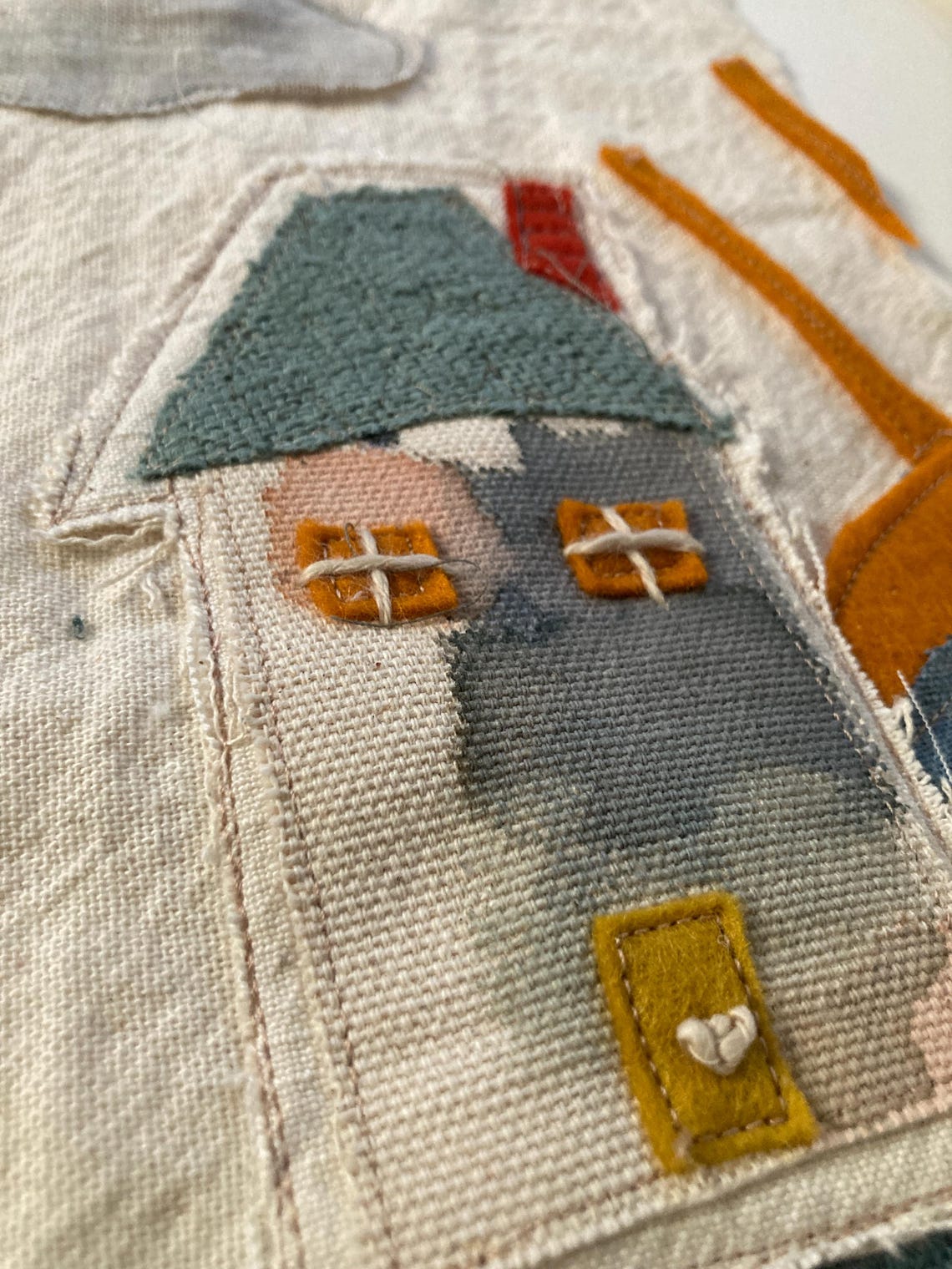 Whimsical Textile Wall Art Framed Country Cottage Fabric Collage for ...