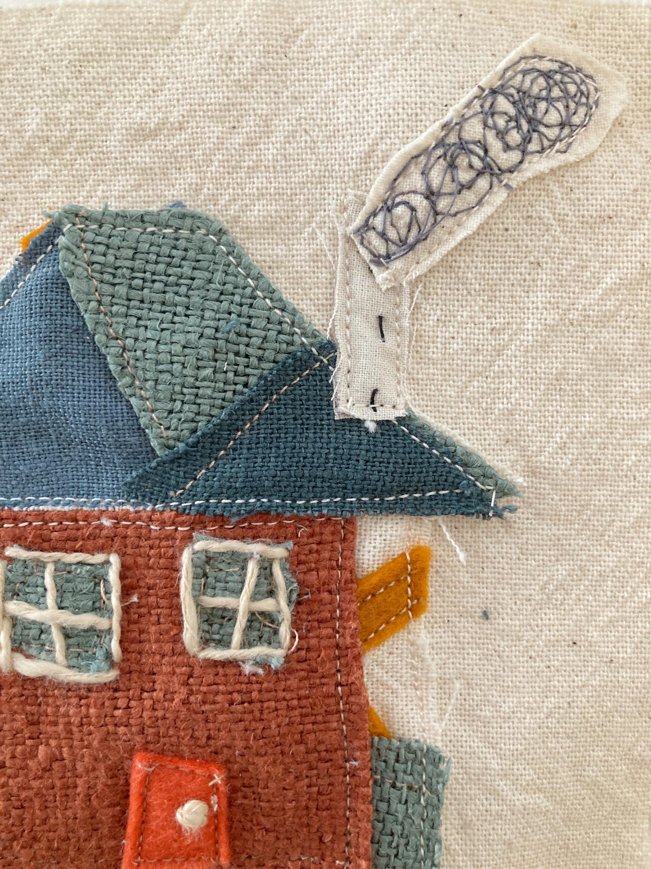 Whimsical Textile Wall Art Framed Country Cottage Fabric Collage for ...
