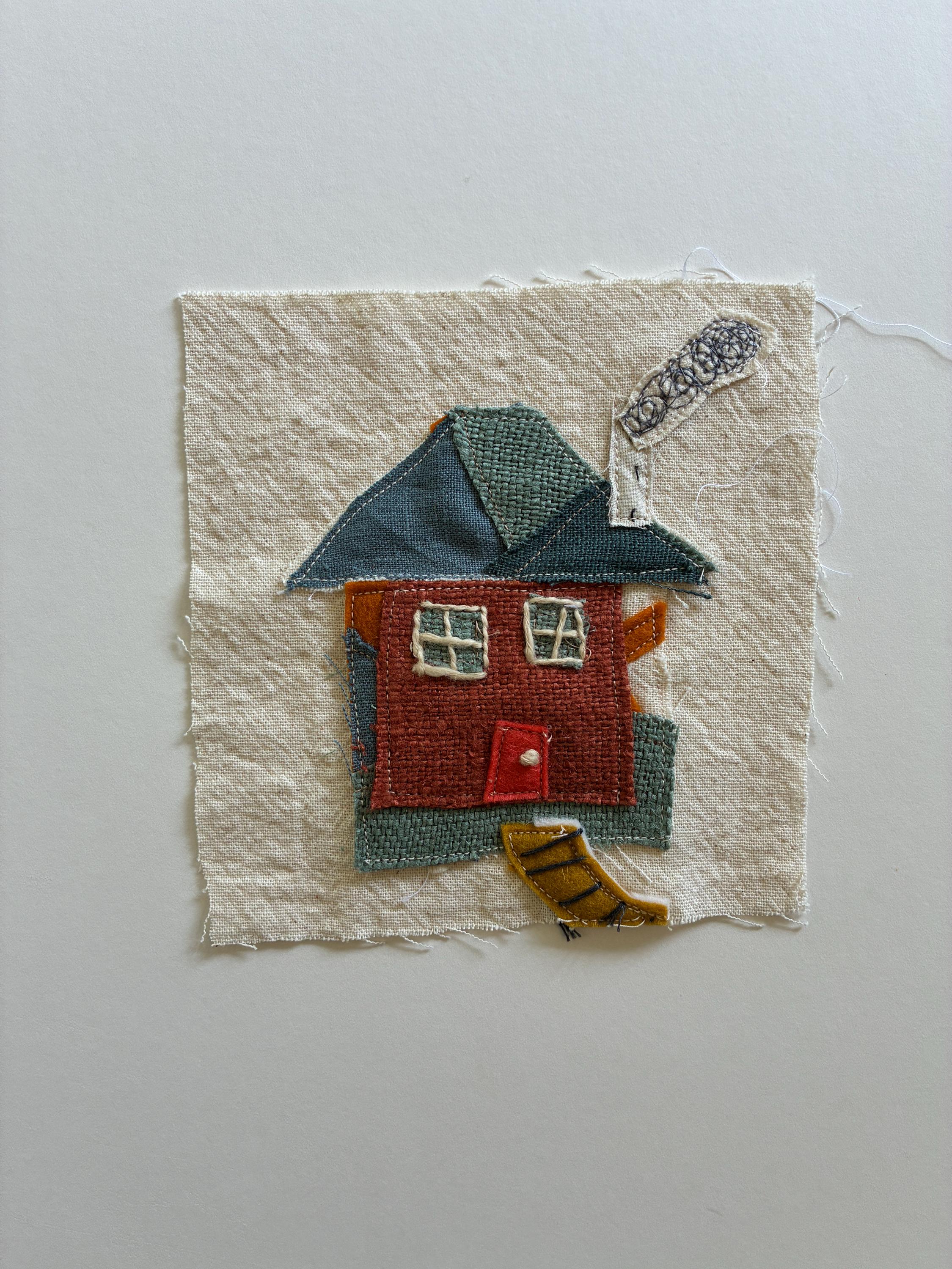Whimsical Textile Wall Art Framed Country Cottage Fabric Collage for ...