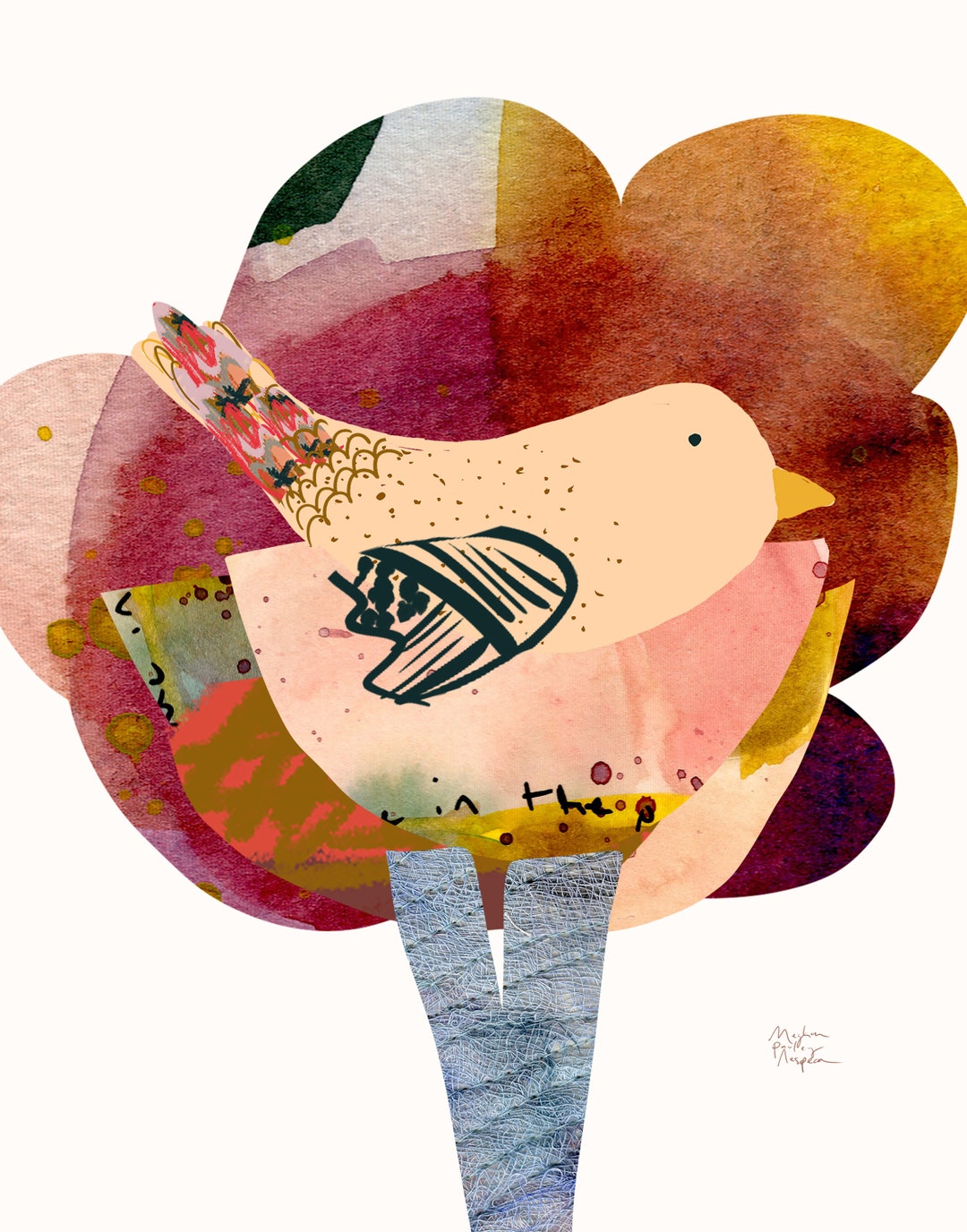 Colorful Bird Collage ART PRINT Kids Room Bright Colors Nursery Decor ...